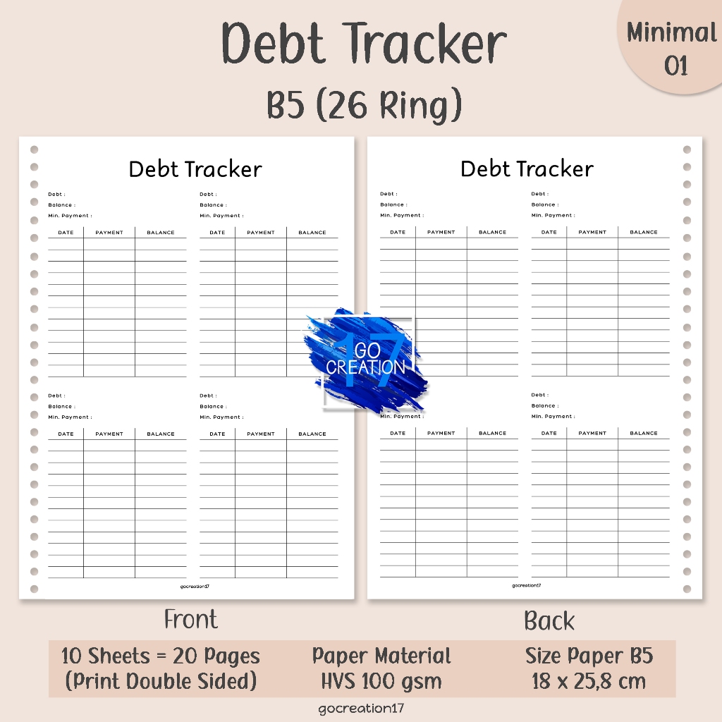 Simple Minimalist B5 Debut Tracker Binder Filled Paper Planner Book ...