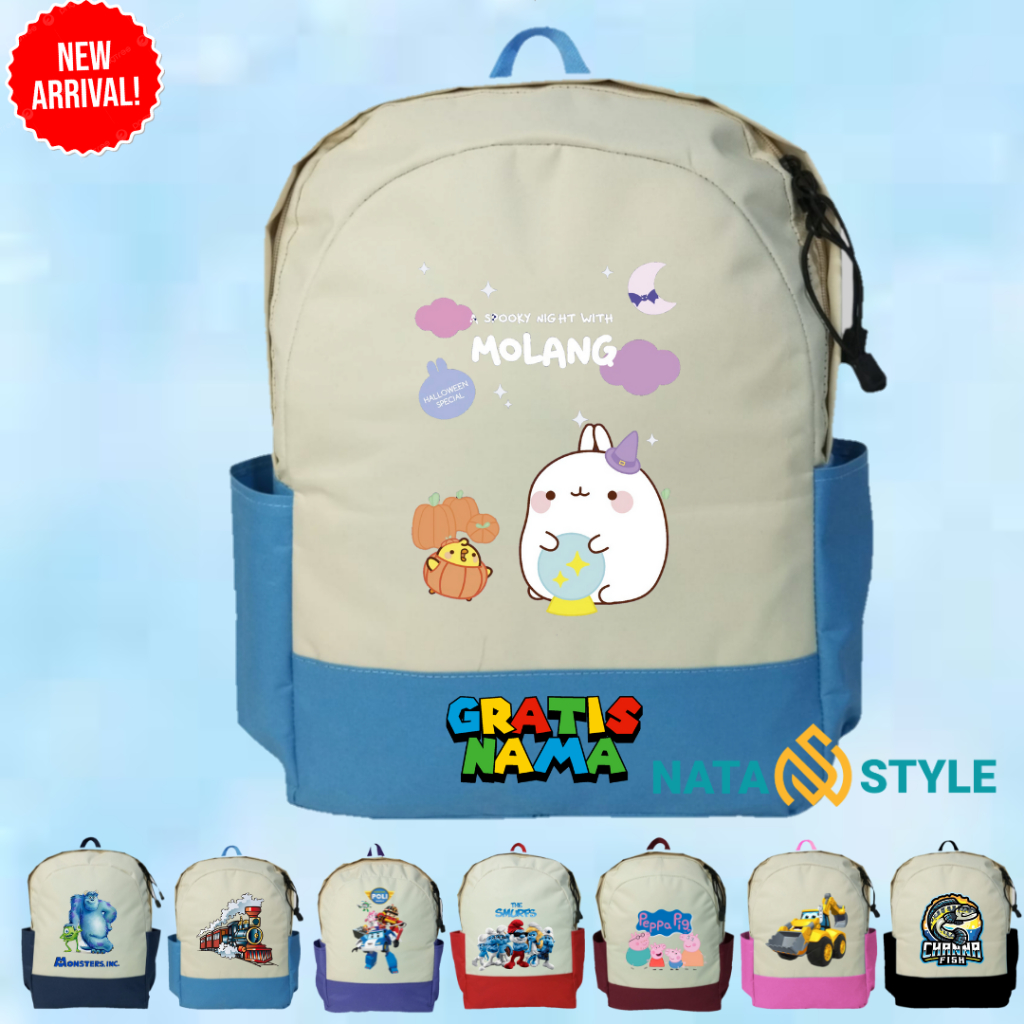 Custom School Bag Cartoon Molang I School Backpack Bag [[free name ...
