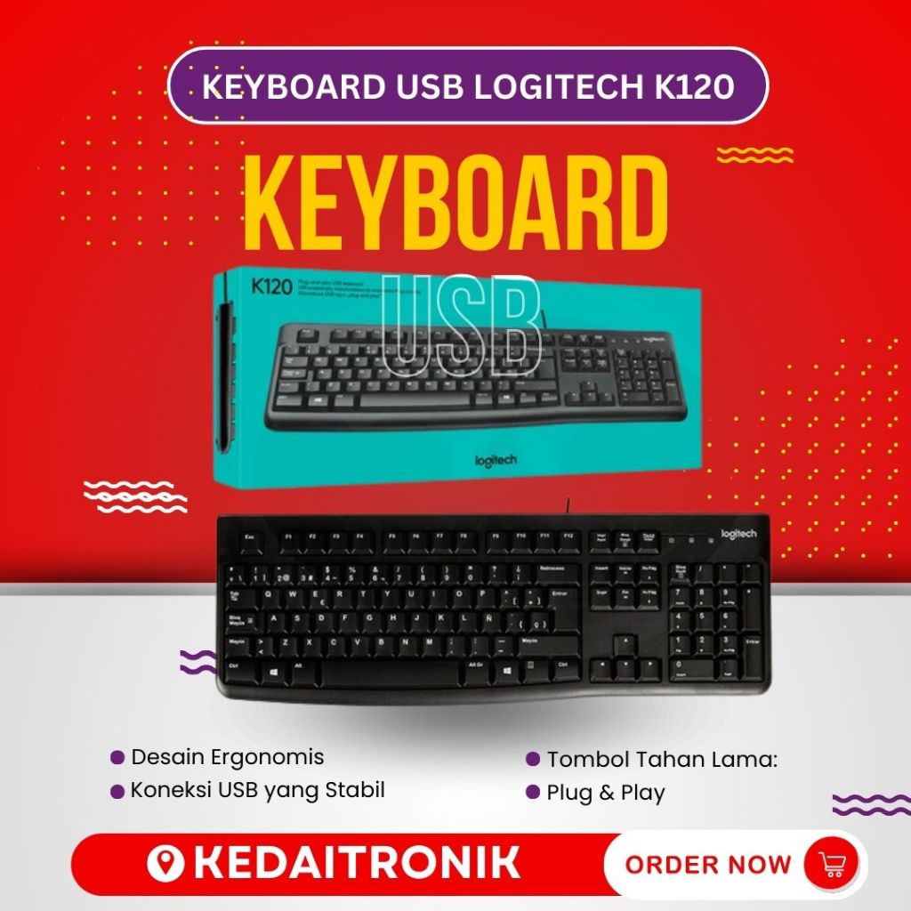Logitech K120 USB Keyboard ORIGINAL K 120 Wire CABLE | Shopee Malaysia