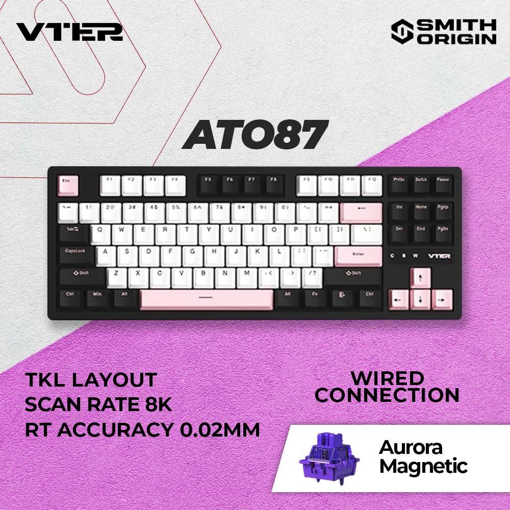 Vter ATO87 Wired RGB Hall Effect Rapid Trigger Magnetic Switch Gaming ...