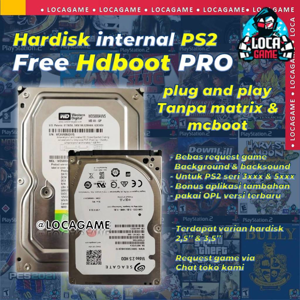 PS2 Fat Internal HARD DISK HDD series 5 and 3 FreeHDBoot PRO SATA ...