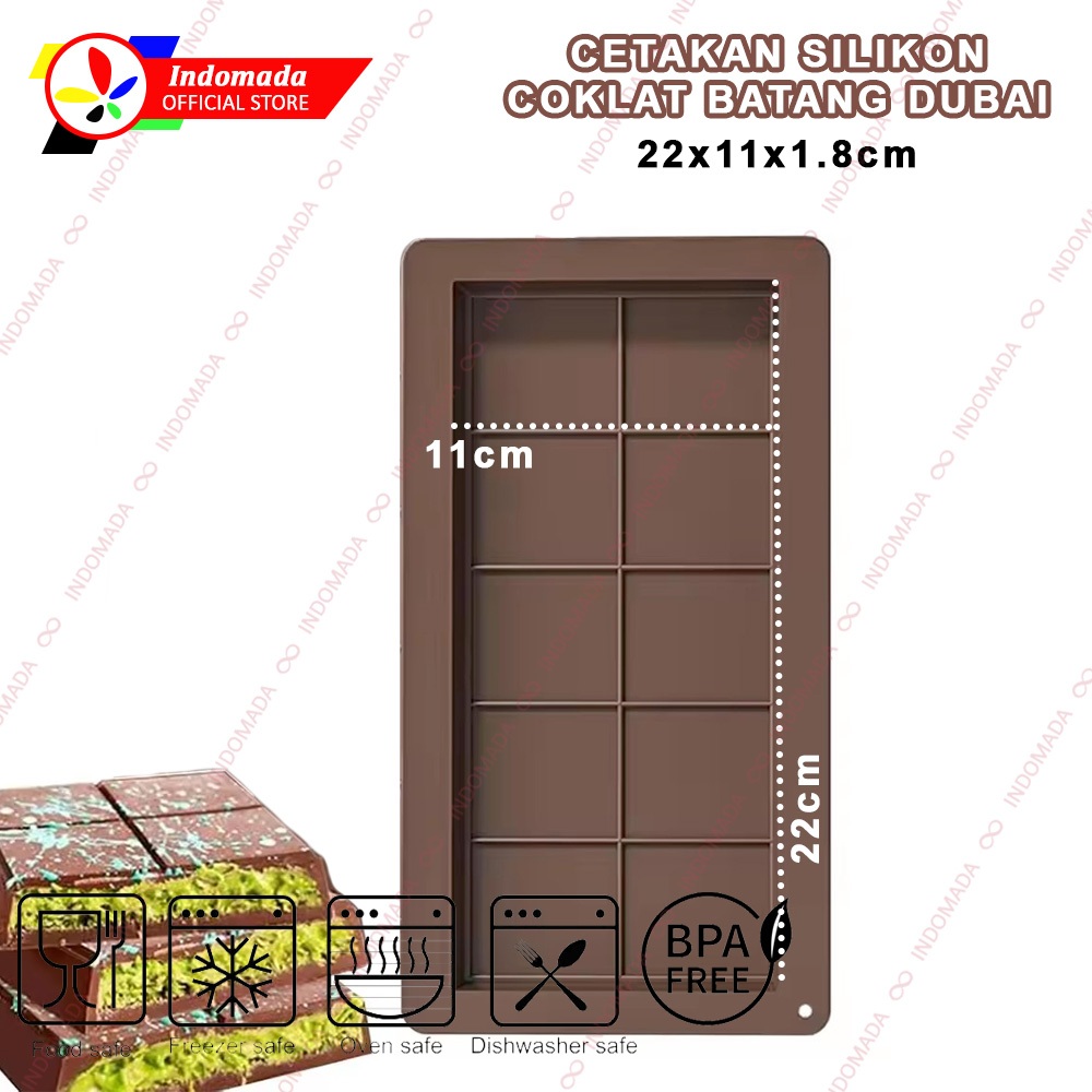 Indomada Large Dubai Pistachio Kunafa Chocolate Bar Mold 22 x 11 x 1.8 ...