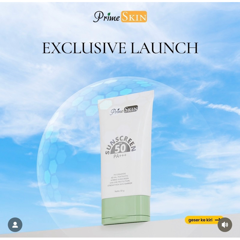 Prime SKIN SUNSCREEN SPF 50+ PA+++ facial sunblock HWI (50gr) | Shopee ...
