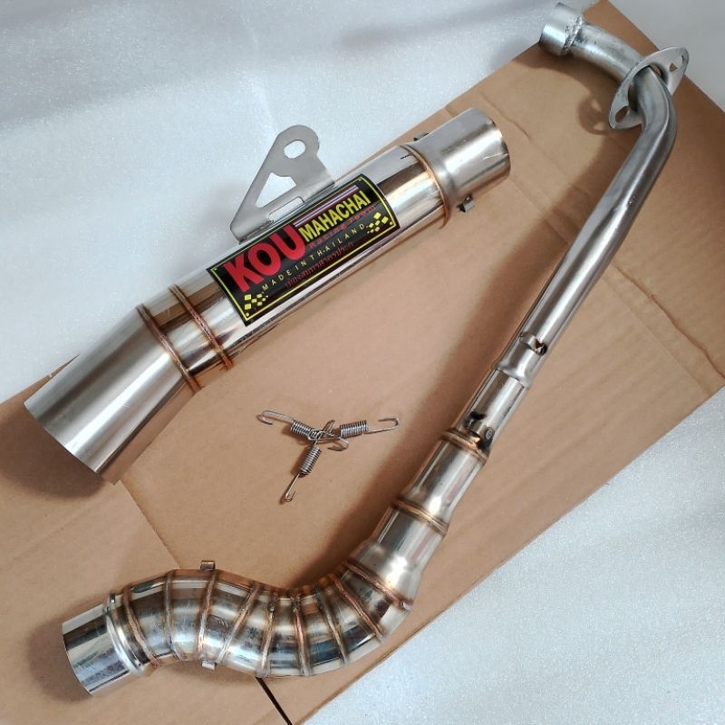 Exhaust Kou mahacai super open pipe 1set and big elbow for wave 100 110 ...