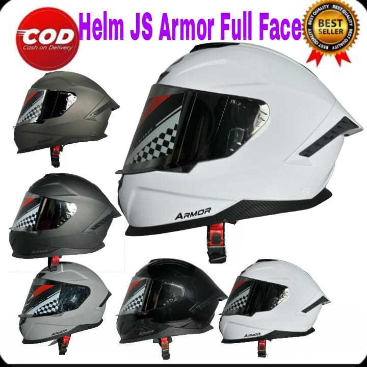 JS ARMOR FULL FACE PLAIN Helmet / SNI / Handsome Package / Men's Helmet ...