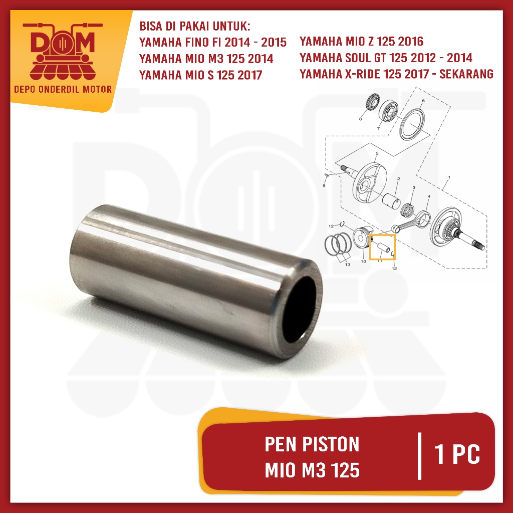 Mio M3 Piston Pen (PSP) Yamaha Fino FI Mio S Mio ZX Ride 125 Piston ...