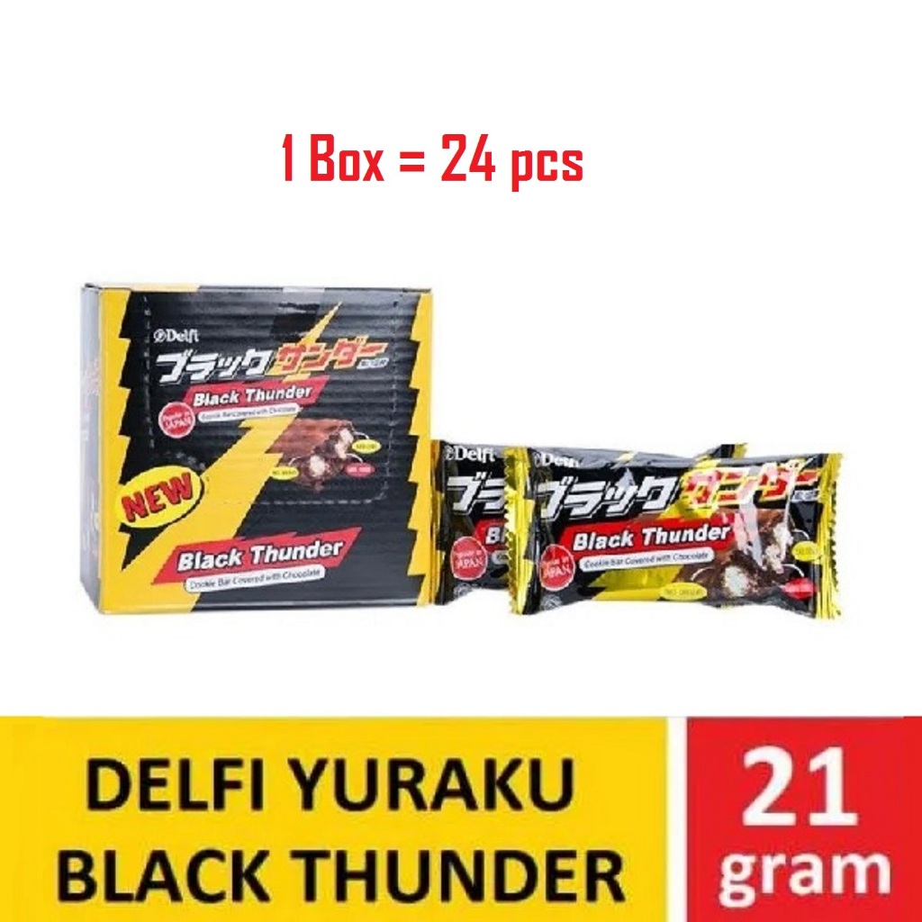 Delfi yuraku BLACK THUNDER BOX 24 pcs yuraku chocolate 12 pcs yuraku ...