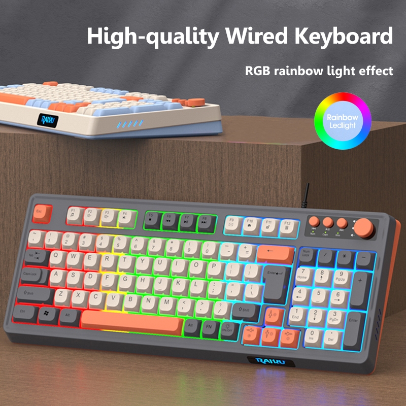Wired Mechanical Keyboard Adjustable Silent Gaming Office LED ...