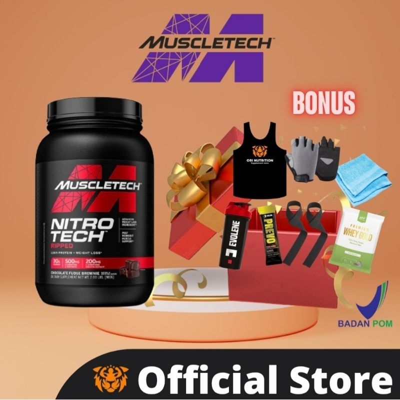 MUSCLETECH Nitrotech Ripped 2lbs Whey Protein + Fatburn 2lb | Shopee ...