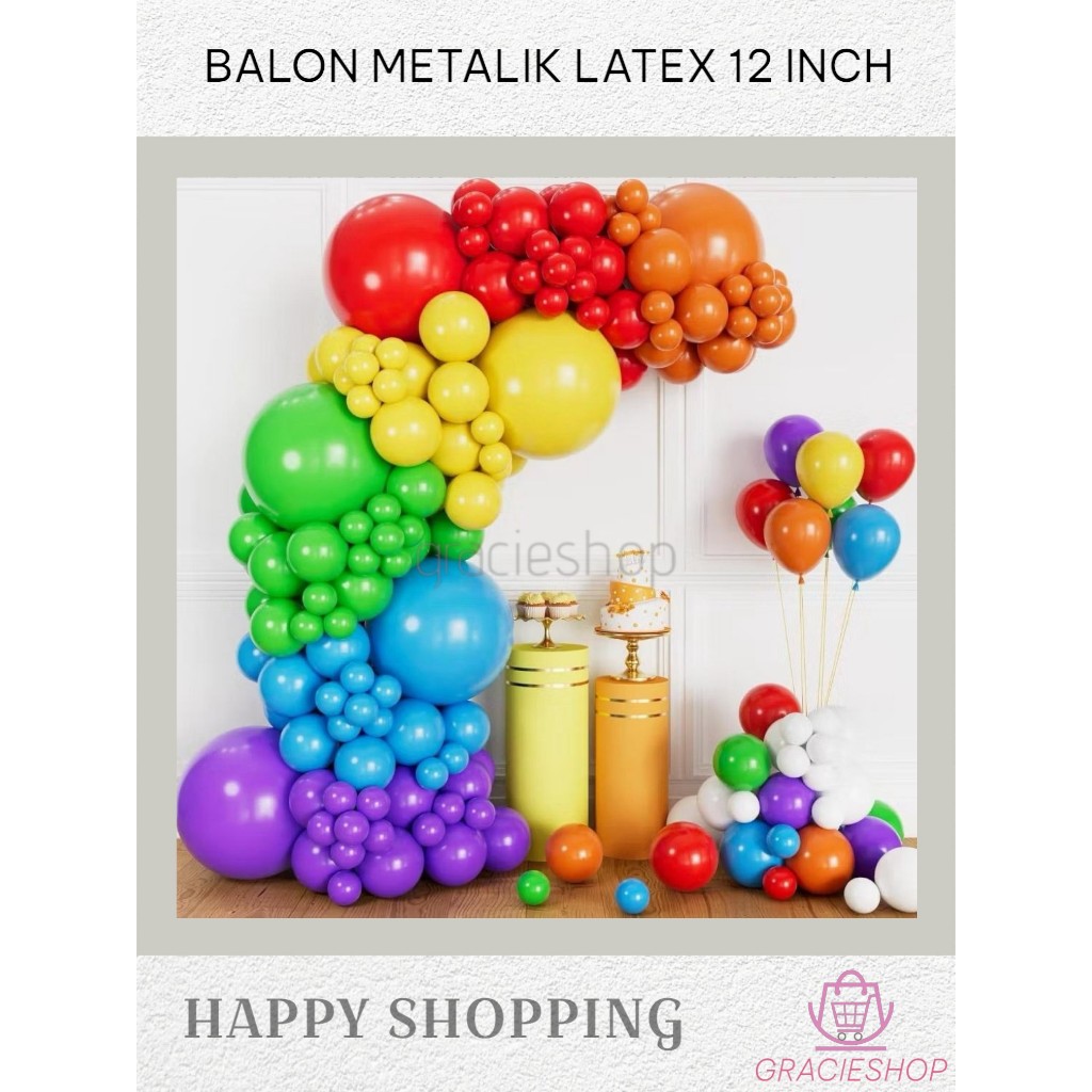 12 inch Latex Metallic Balloons / Birthday Balloons / Birthday ...