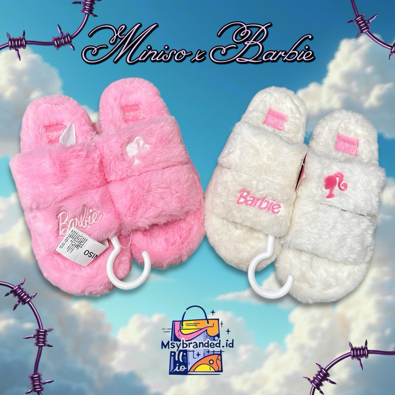 Miniso x Barbie Collection Barbie series soft fur slip on sandals ...