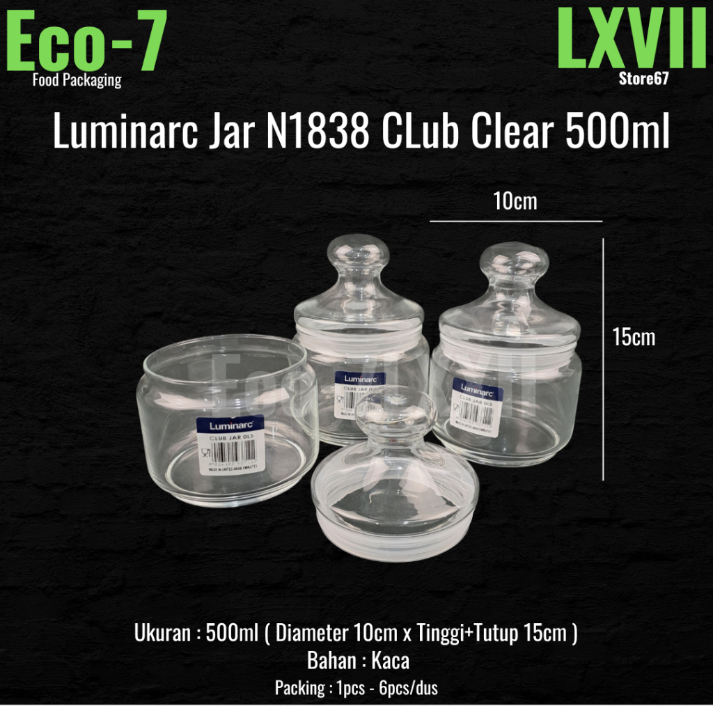 Luminarc Club Clear Glass Jar 500ml | Shopee Malaysia