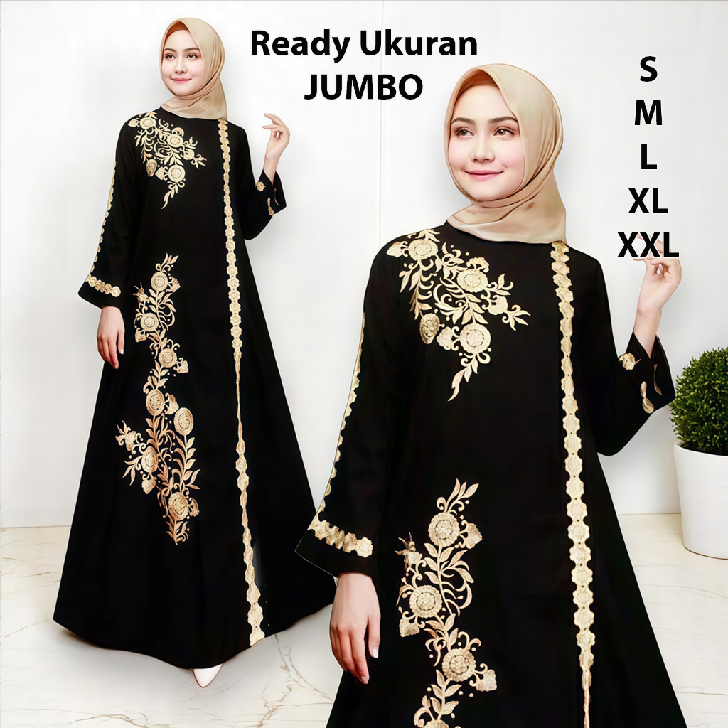 HITAM Abaya Black Turkey Gamis Arabic Dress Jumbo Abaya Black Robe ...