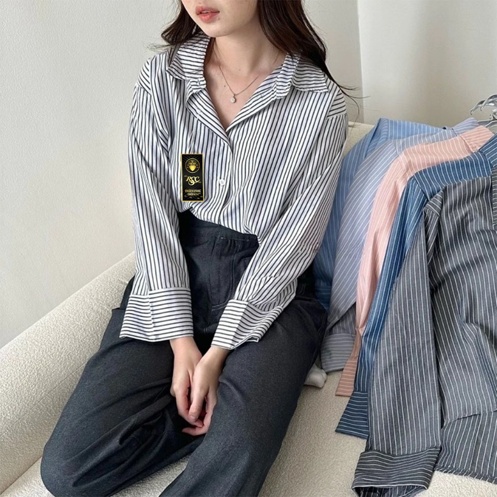 KEMEJA RADEN | Ziggy Top - Stripe Shirt Oversized Crop Striped Shirt ...