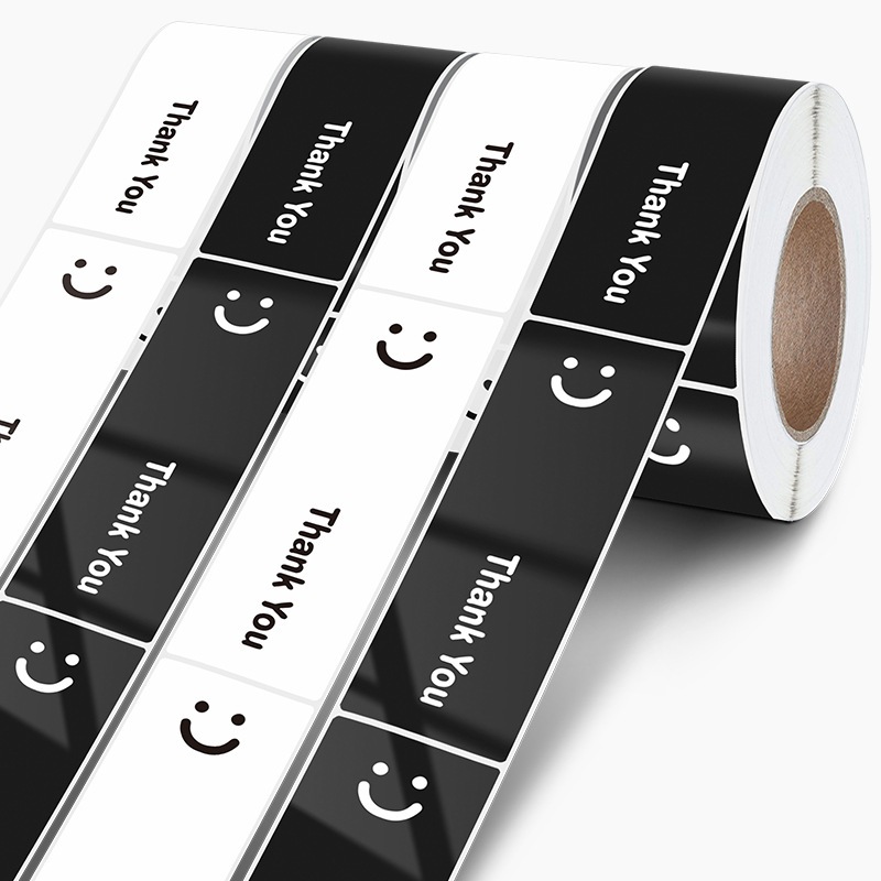 HITAM PUTIH Thank You Label Sticker RECTANGULAR BOX BLACK AND WHITE THX ...