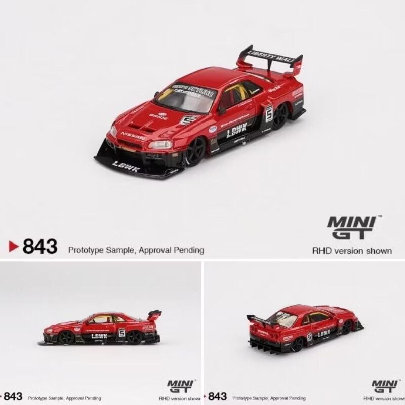 MINI GT 843 Nissan Skyline GT-R R34 Red Black Unseld BOX Version ...