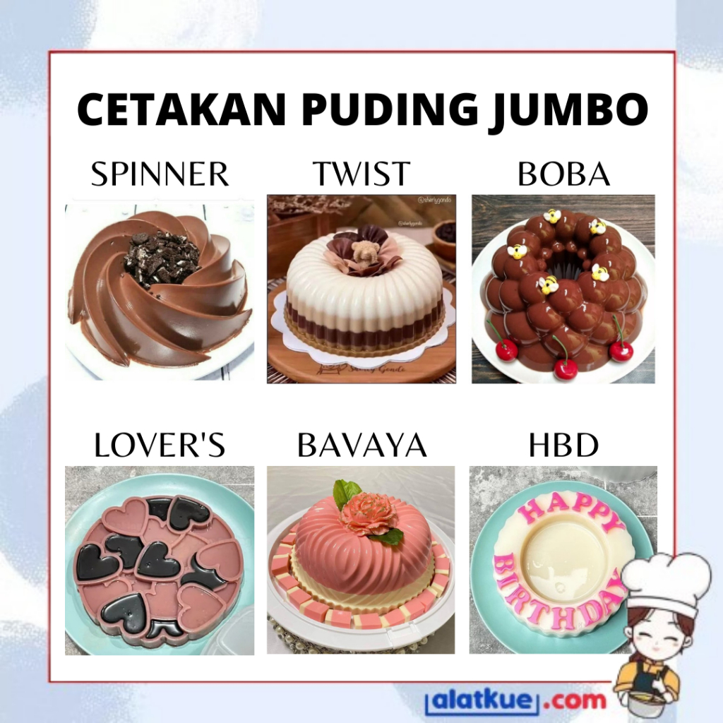 COMPLETE HBD Jelly Pudding Mold for Cake Plastic Bavaya Boba Twist ...