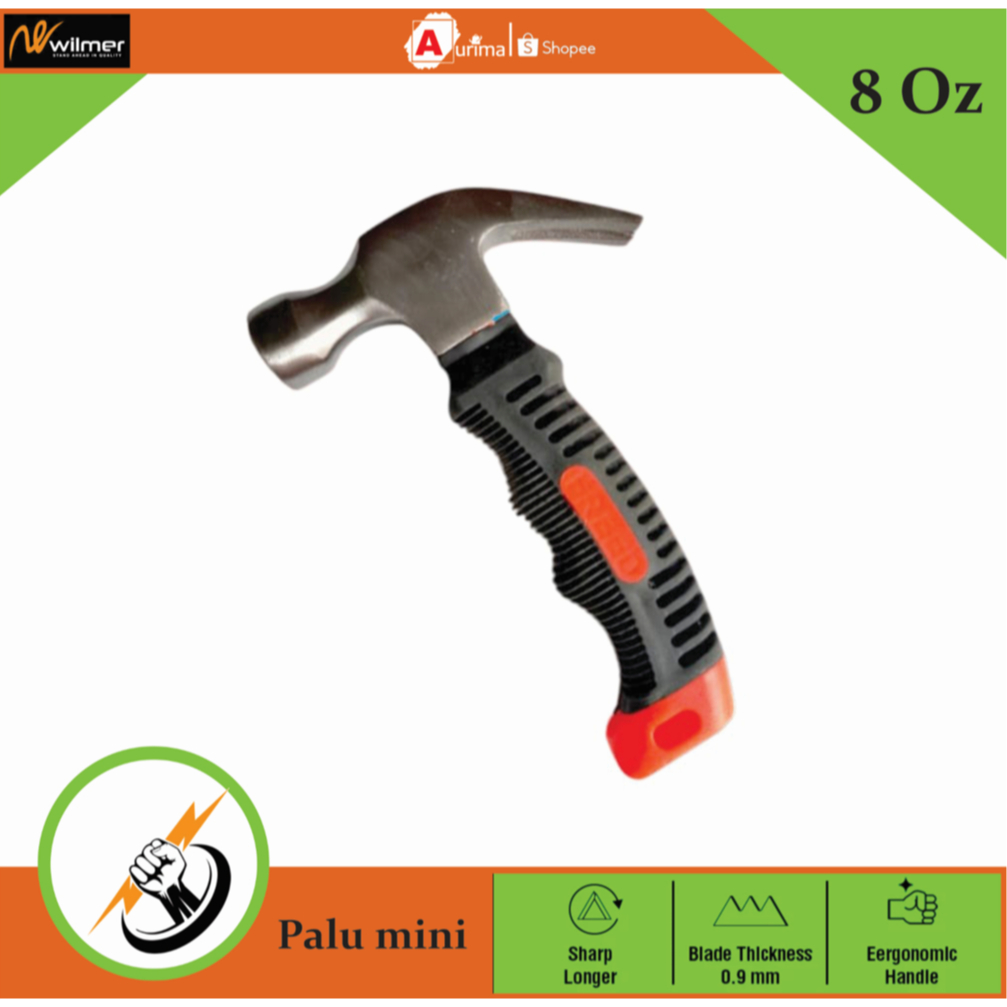 SHORT GOAT WILMER HAMMER 8 OZ RUBBER HANDLE FIBER MARTIL REMOVE PAKU ...