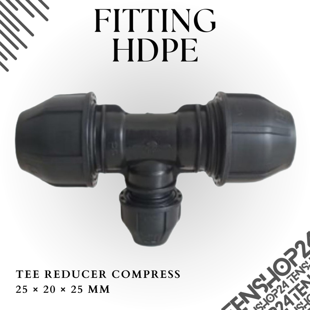 HDPE Tee Reducer compress Fittings / Tee Construction - 25mm x 20mm x ...