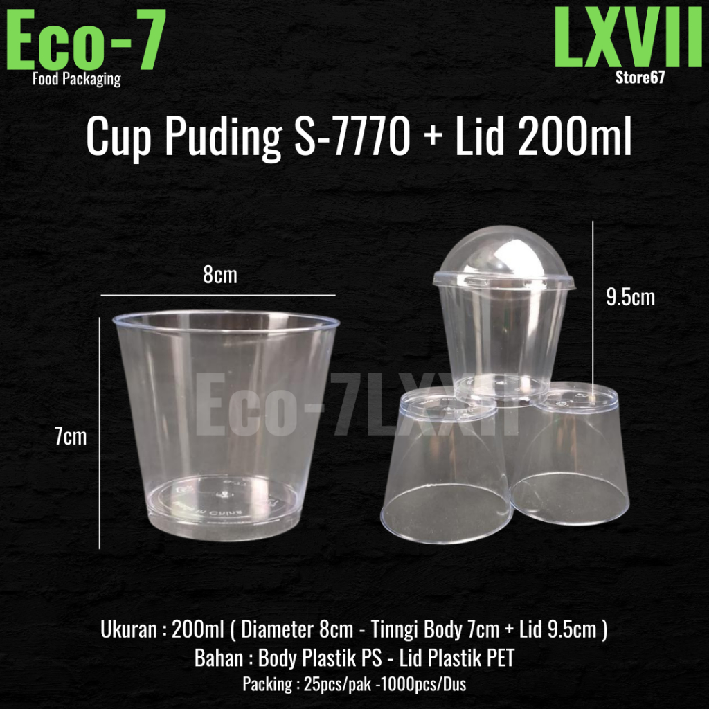 Pudding Cup S-7779 + Lid, Desert Jelly Cup, Glass 200ml (25pcs ...