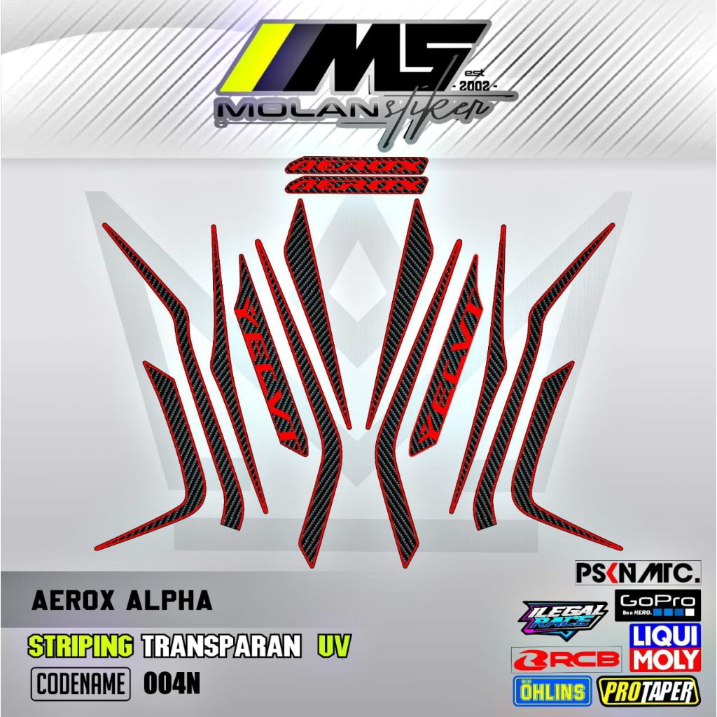 MERAH Decal Sticker Striping Transparent Variations Uv All New Aerox ...