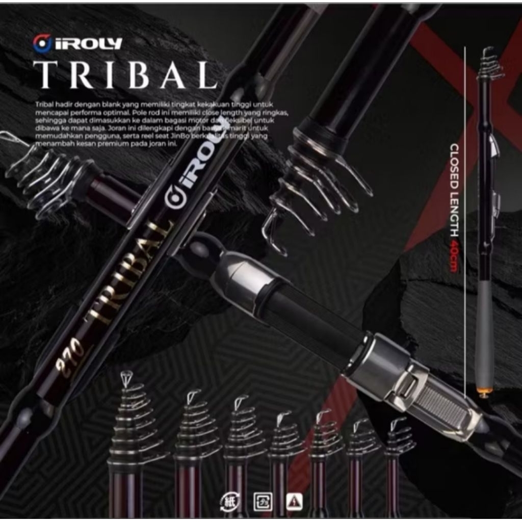 Iroly Tribal Telescopic Rod 180,210,240 Segment 40cm | Shopee Malaysia