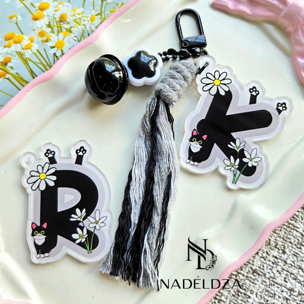 GANTUNGAN Nadeldza Bag Charm Cute Initial Name Rope Bag Hanger Custom ...