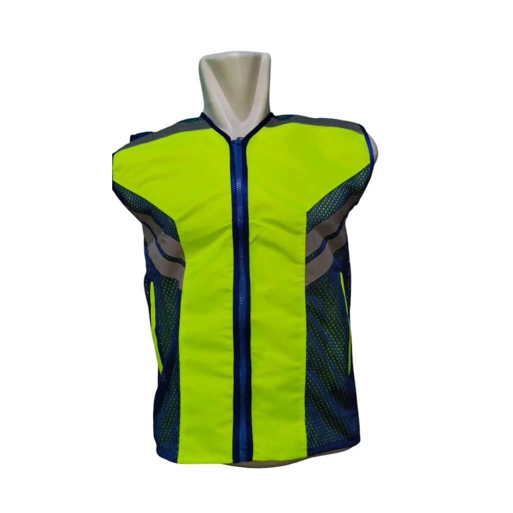 Taslan Safety vest with blue mesh combination | Shopee Malaysia