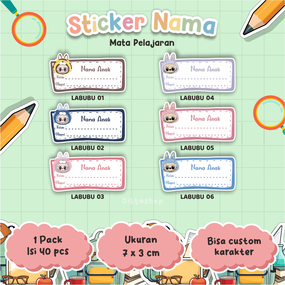 MATA 40pcs LES EYE Sticker - Name Label Stickers - Name Stickers - Book ...