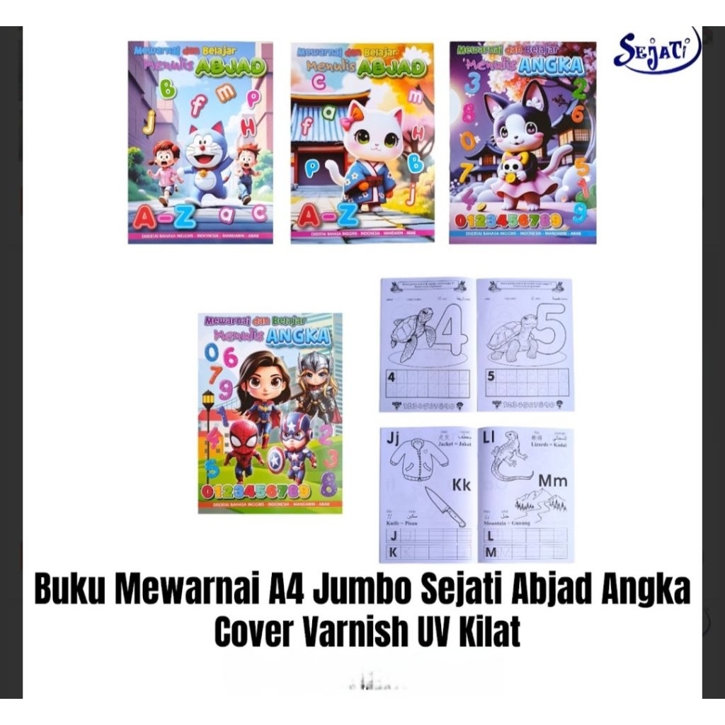 (ORI) REAL BOOK COLORING AND LEARNING TO WRITE JUMBO A4 ALPHABET ...