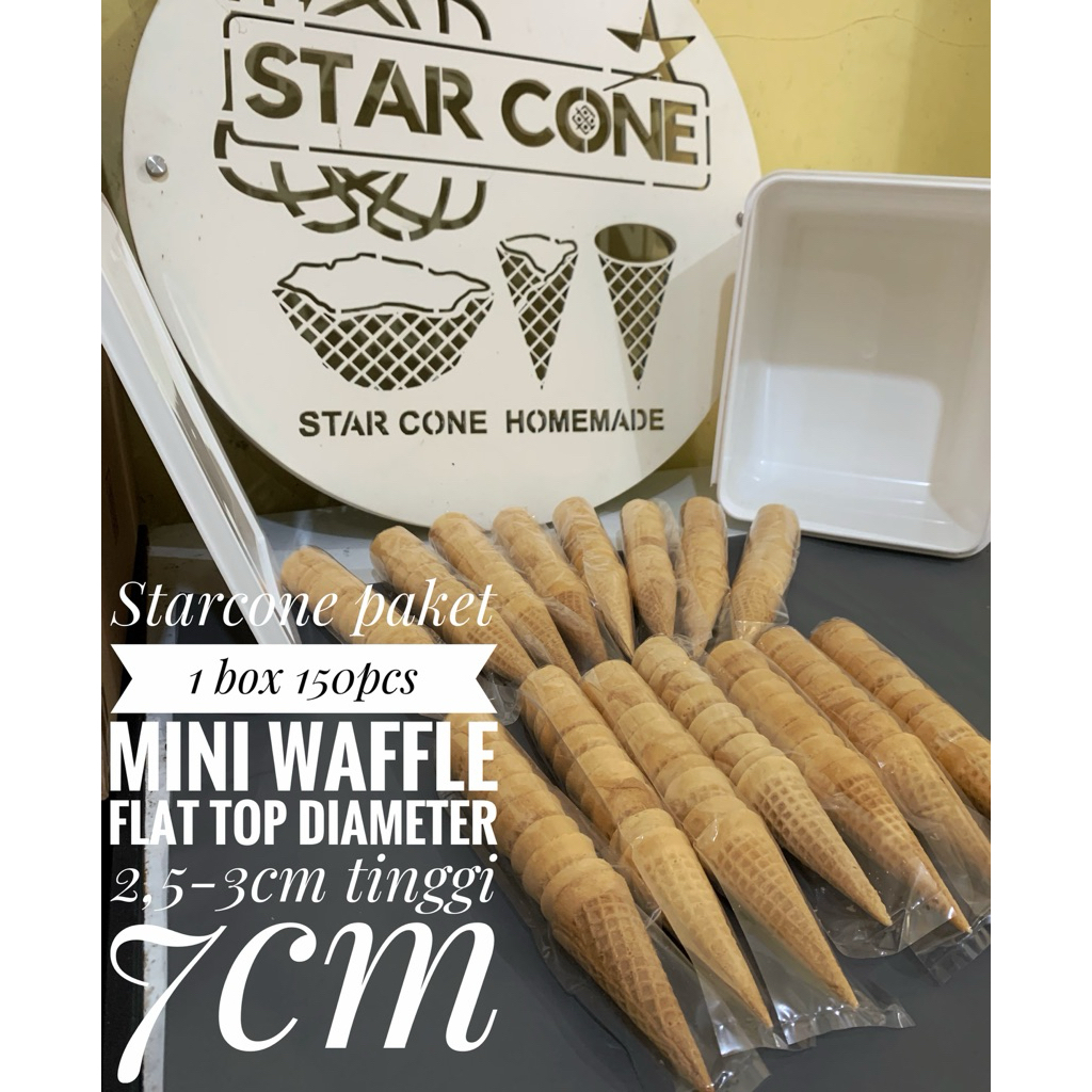 STARCONE SAFE Package 1 box 150pcs WAFFLE MINI flat top cone small ice ...