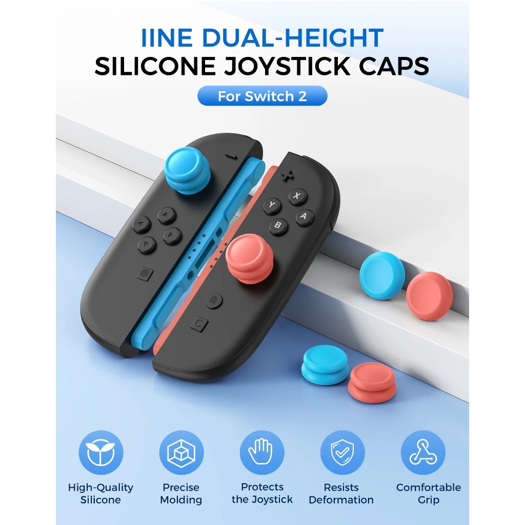 IINE Thumb grips Joycon Nintendo Switch 2 / Analog caps Dual Height ...