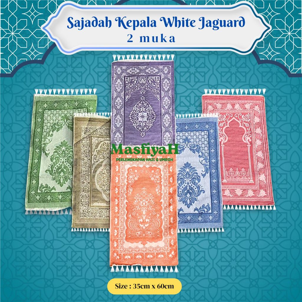 (1KODI) 2 Face Head Prayer Mat - WHITE JAGUARD Traveling Prayer Mat ...