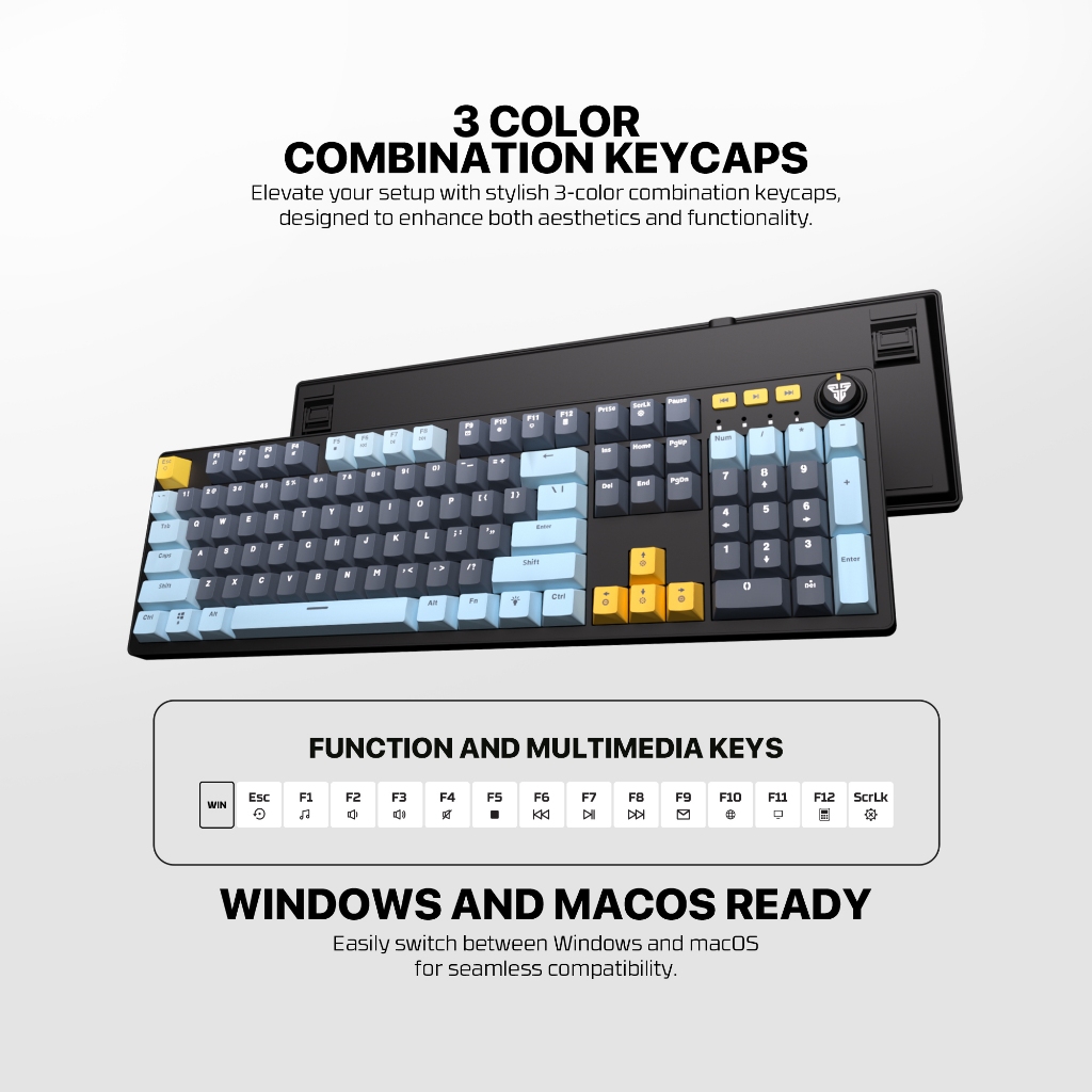 Fantech MK893S Gaming Keyboard ATOM 107S Layout 104% Mechanical RGB ...