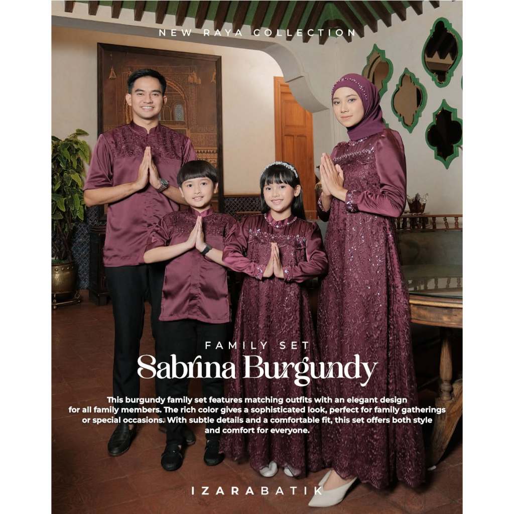 (Family Set Sabrina Burgundy Dress - Raya Collection Izarabatik ...