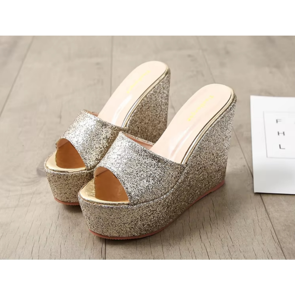 MS Women's High Heel Slip On Wedges Sandals 12 CM - Vely | Shopee Malaysia
