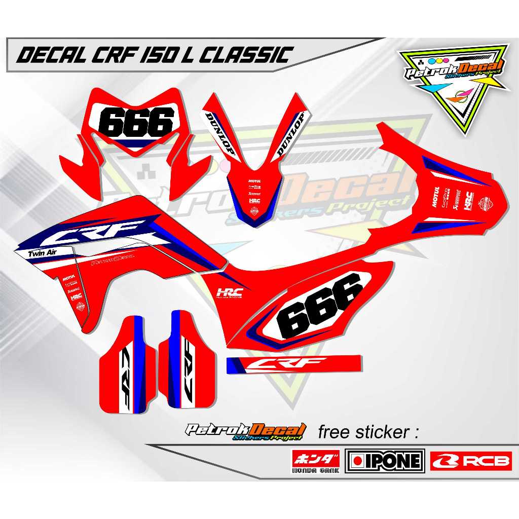 Decal STICKER HONDA CRF 150 L CLASSIC/ STICKER LIST VARIATIONS CRF 150 ...