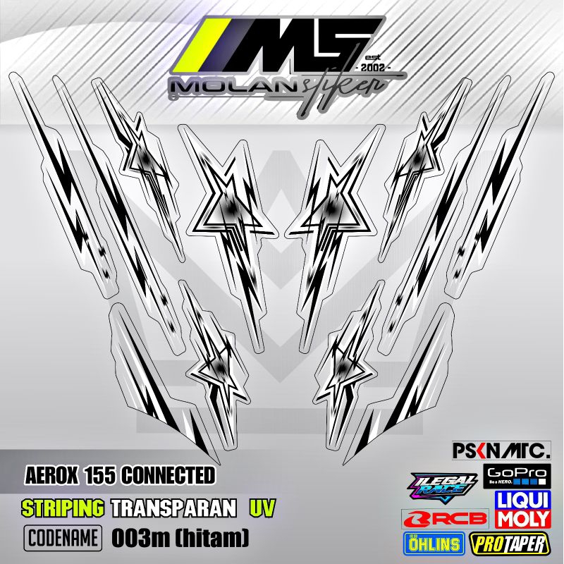 Transparent UV Decal Sticker Stripes for Aerox Star, Aerox 155 ...