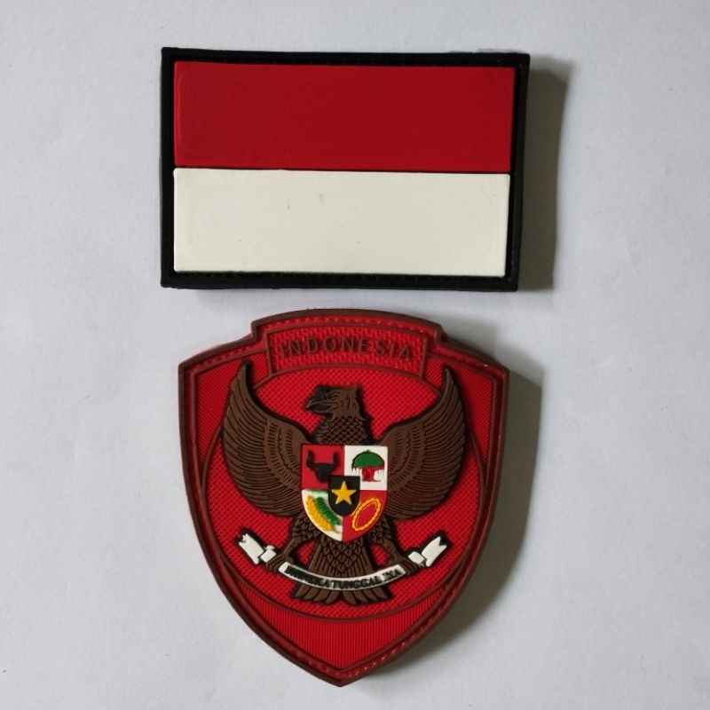 MERAH Rubber patches, a set of the Red National Team garuda logo and ...