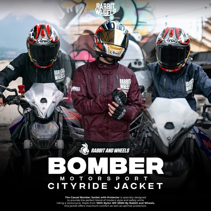 Rabbit AND WHEELS BOMBER MOTORCYCLE JACKET | Motorsport RIDDING JACKET ...