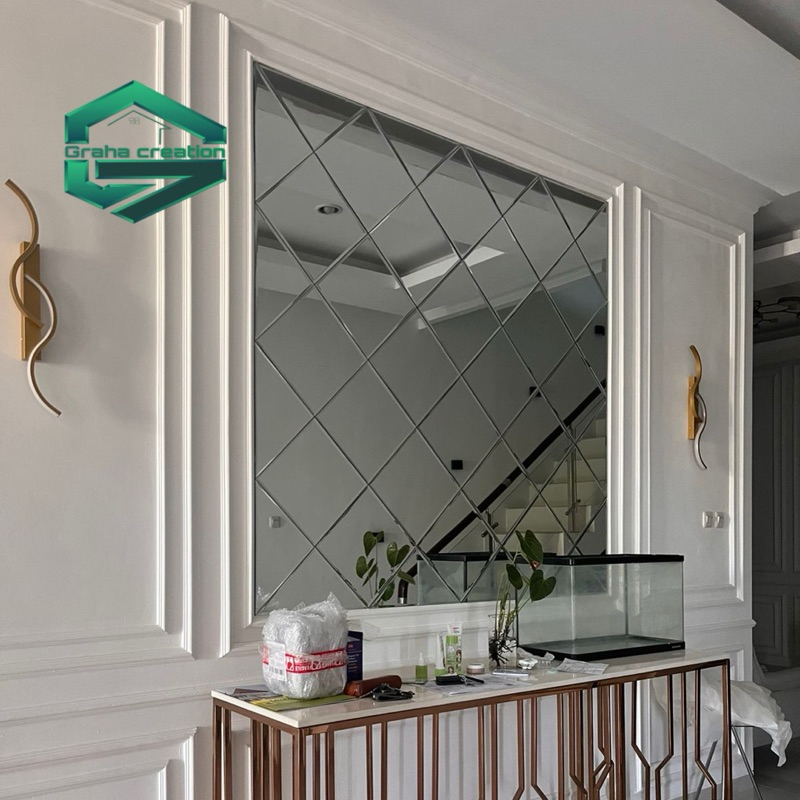 Ready package set 20x20 glass mirror bevel wall molding glass thickness ...