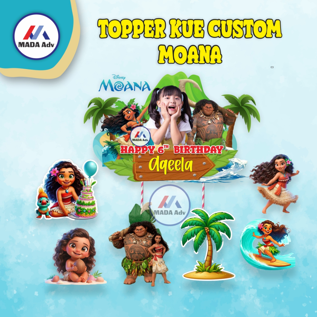 Moana Cake Topper/ Cake Topper Cake Topper Name & Photo Cake Topper ...