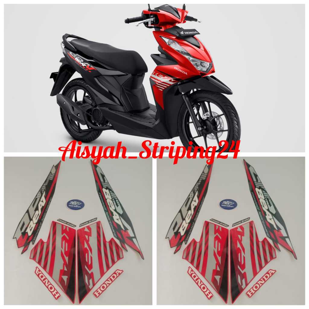 MERAH HITAM Honda BEAT FI ALL NEW CBS BODY LES LIS STRIPING STICKER ...