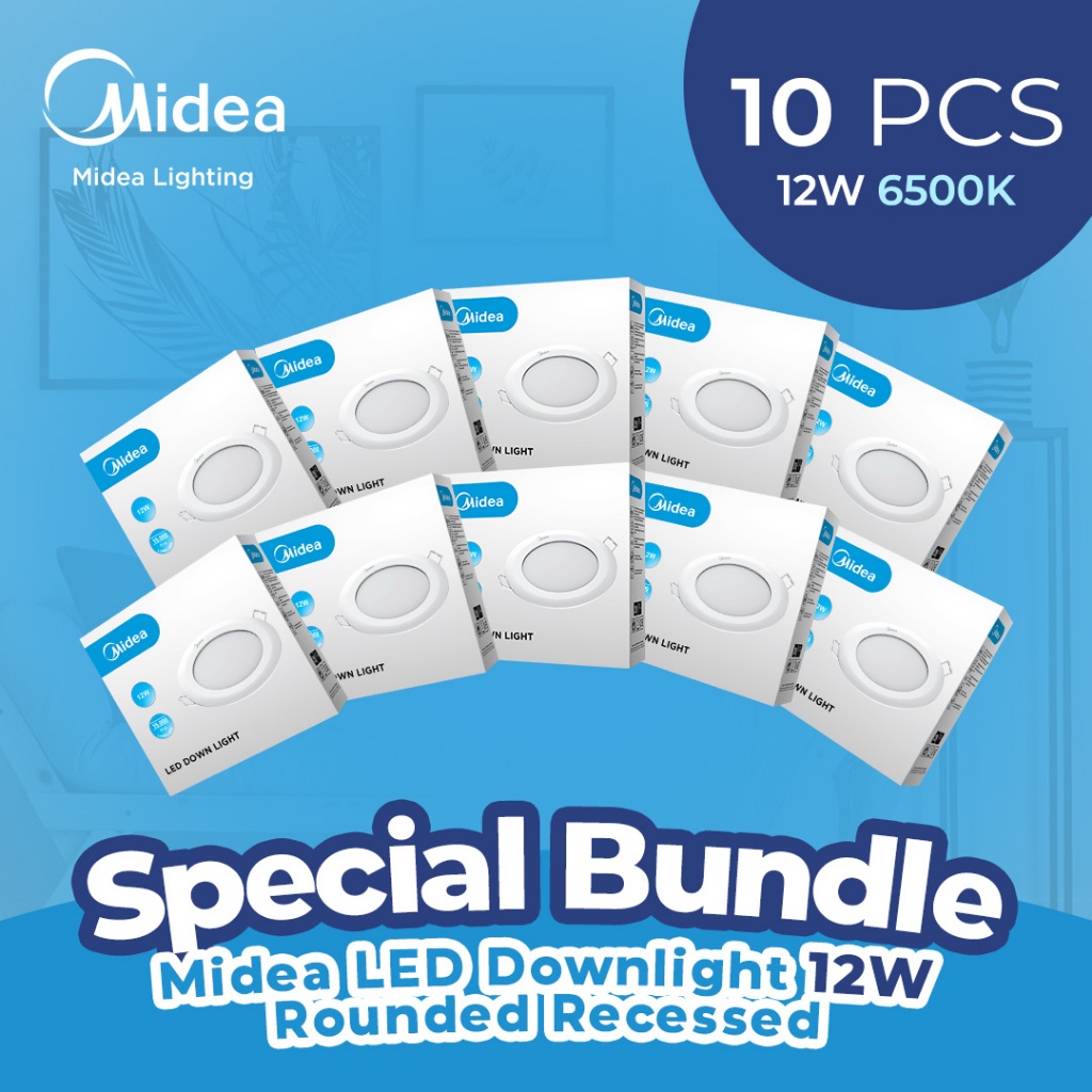 PUTIH [Bundle] Midea LED Downlight 12W 6500K CDL - White - 10 pcs | Shopee Malaysia
