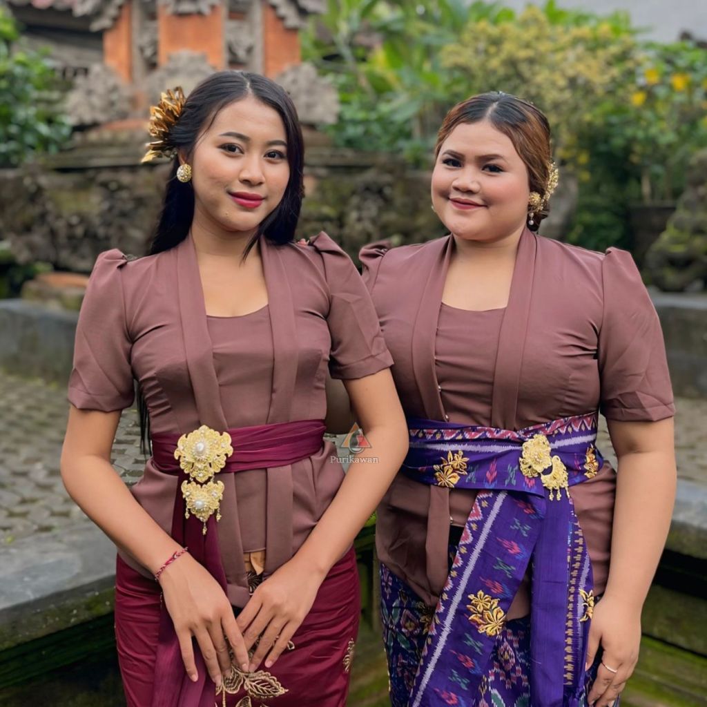 Rose Crepe Kebaya 1399|1400 Folded Collar Outer Bet Oval Shoulder Patch ...