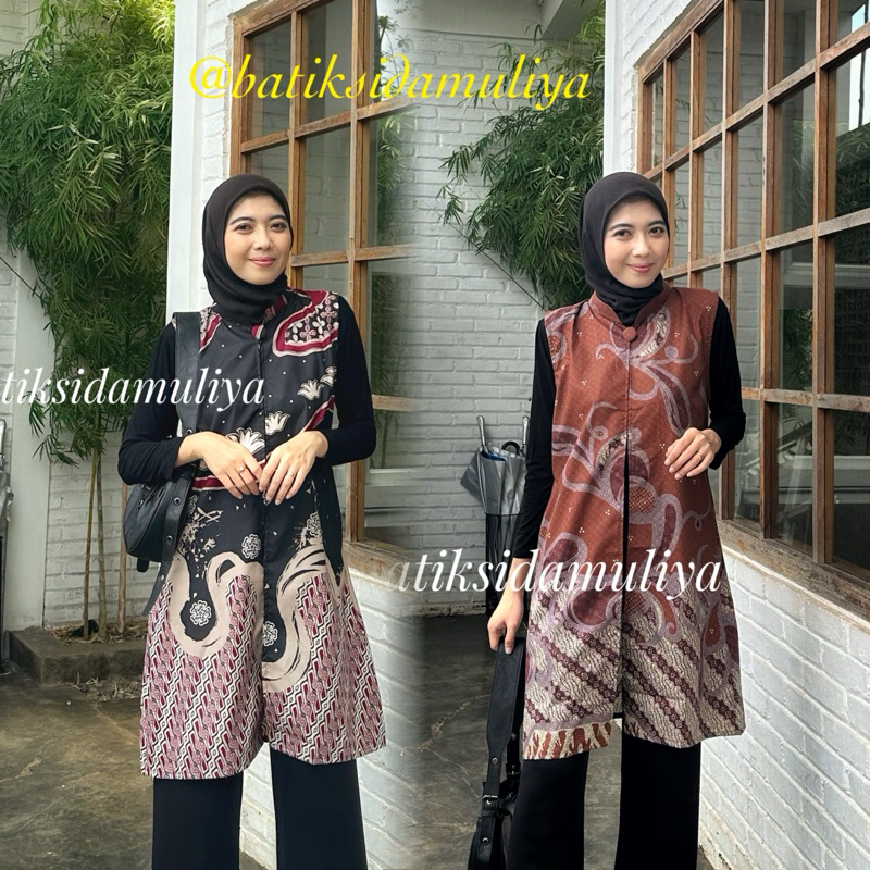 Women's Long Outer Batik Vest Office Batik Top Exclusive Premium ...