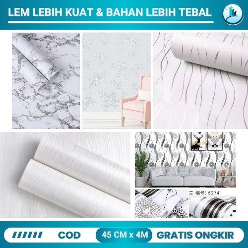 PUTIH Wall Stickers Kitchen Room Wallpaper White Aesthetic Living Room ...