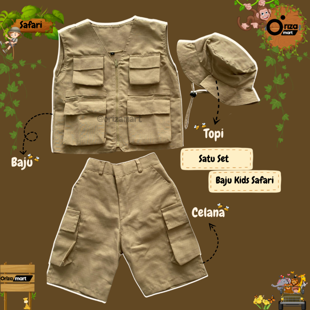 Safari Clothes for Children/A Set of Safari Clothes (Shirt, Pants, Hat ...
