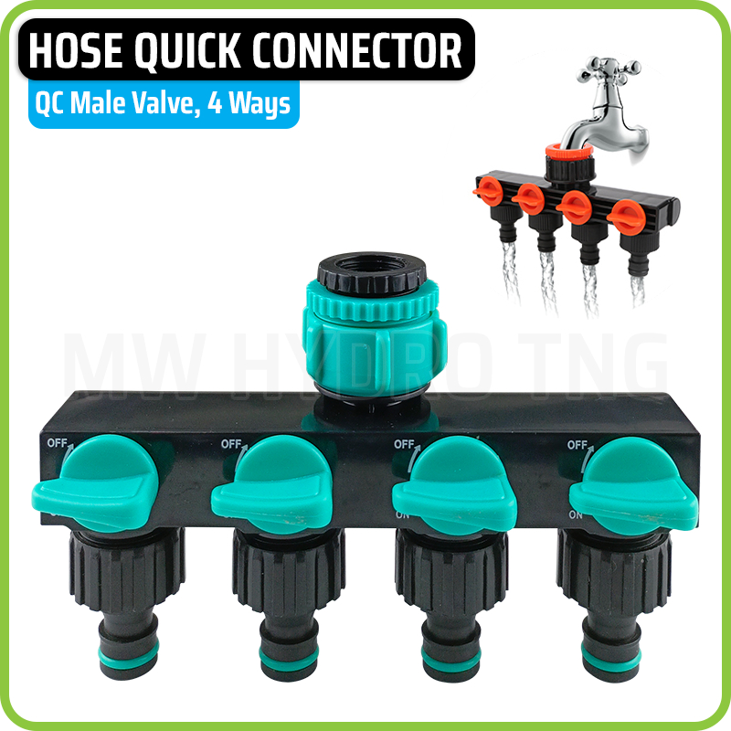 Garden Hose Quick Connector Male 4 Ways Valve | Quick Connection ...