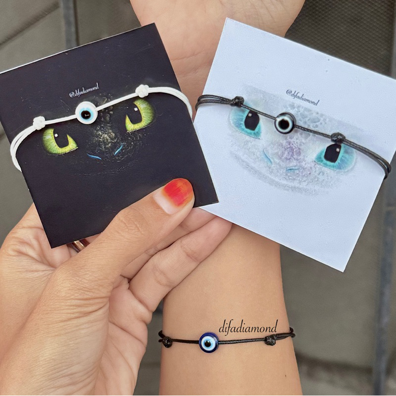 Evil eye dragon toothless light furry night furry devil couple bracelet ...